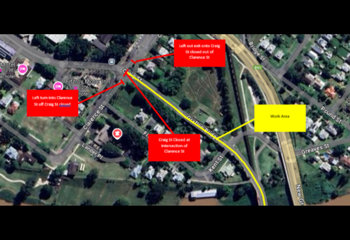 Changed traffic conditions on old Grafton Bridge (Bent Street), Grafton