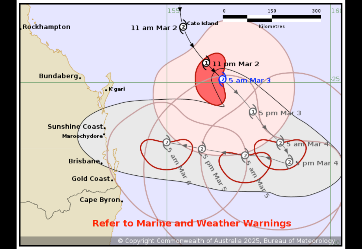 Cyclone Alfred update: continues to move southeast
